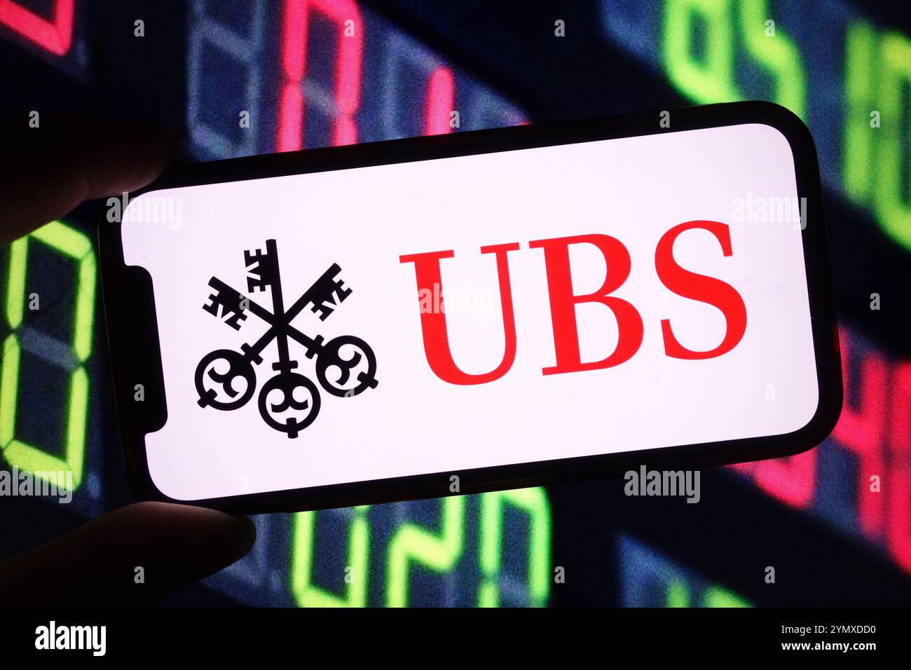 In this photo illustration, the UBS company logo is seen displayed on a ...