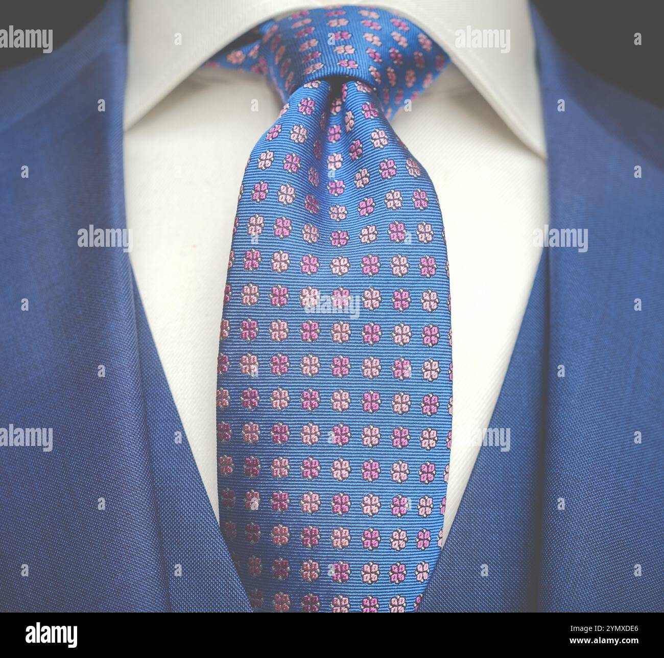 Detail Of A Man In A Smart Blue Suit And Tie Stock Photo - Alamy