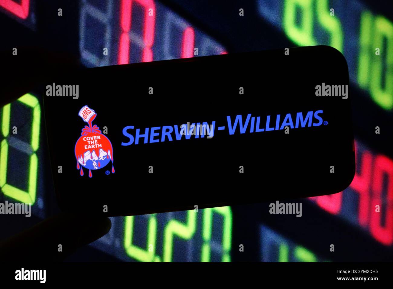 In this photo illustration, the Sherwin-Williams company logo is seen ...