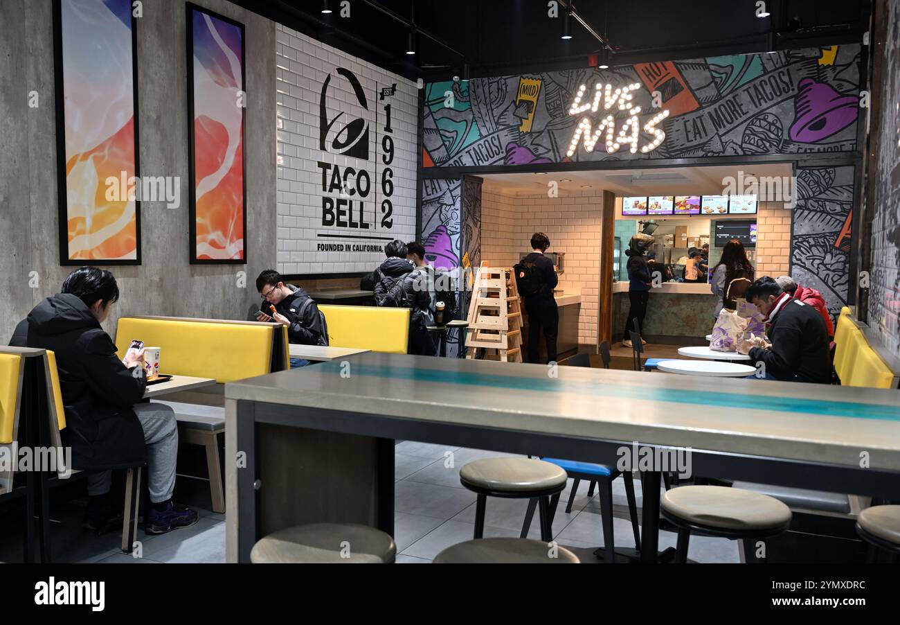 Inside Taco Bell American Mexican fast food restaurant in Bristol, UK ...