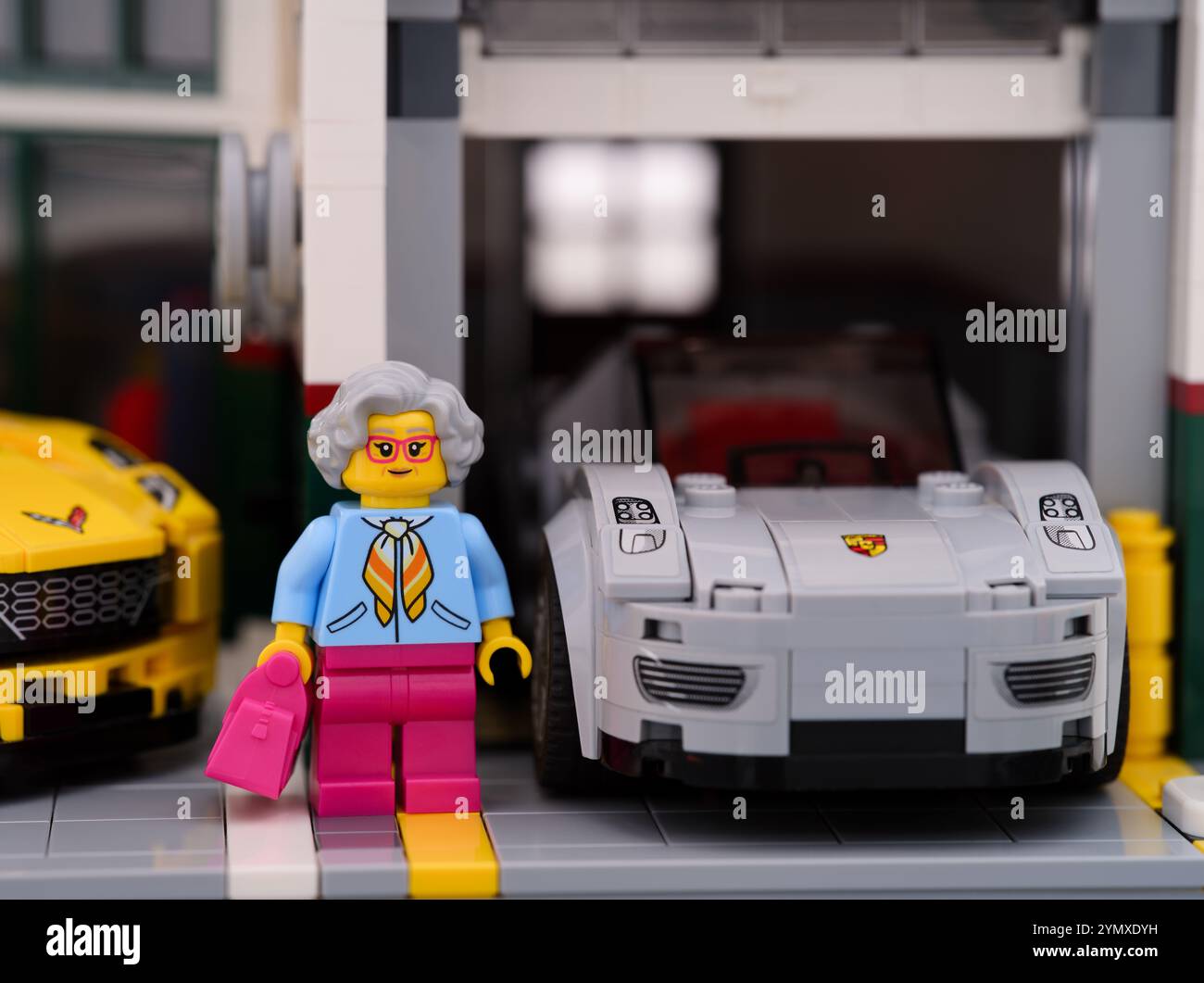 Tambov, Russian Federation - July 17, 2024 Lego senior woman minifigure ...