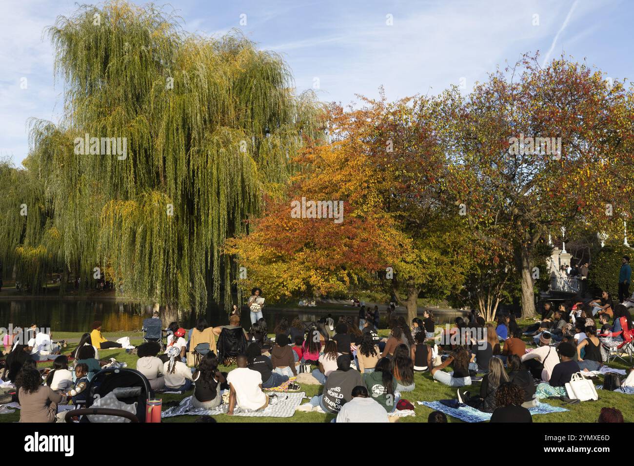 Boston Common, Public Garden, city park in the Autumn, fall foliage ...