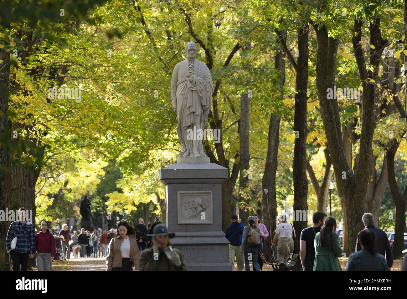 Boston Common, Public Garden, city park in the Autumn, fall foliage ...