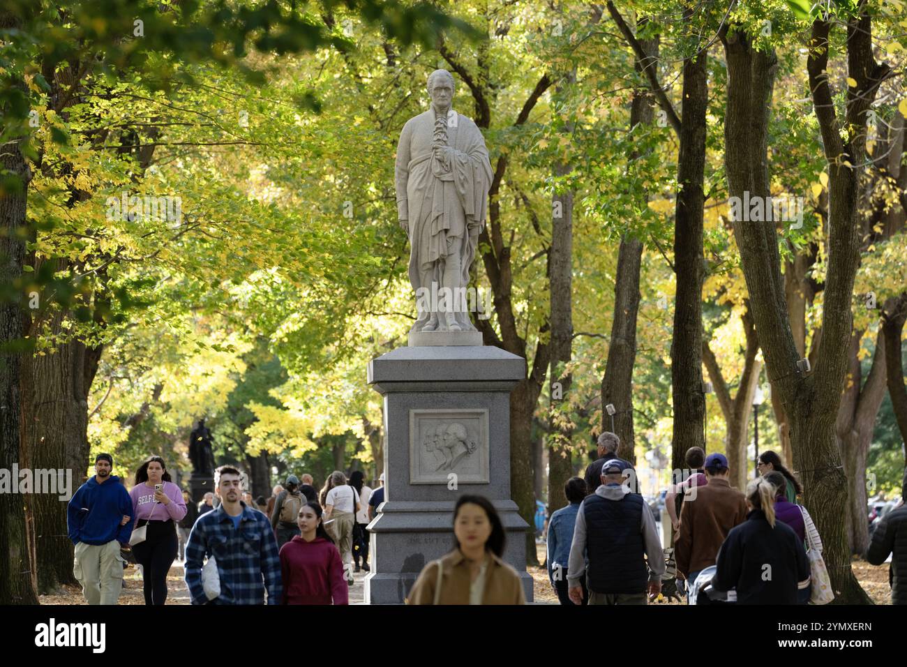 Boston Common, Public Garden, city park in the Autumn, fall foliage ...