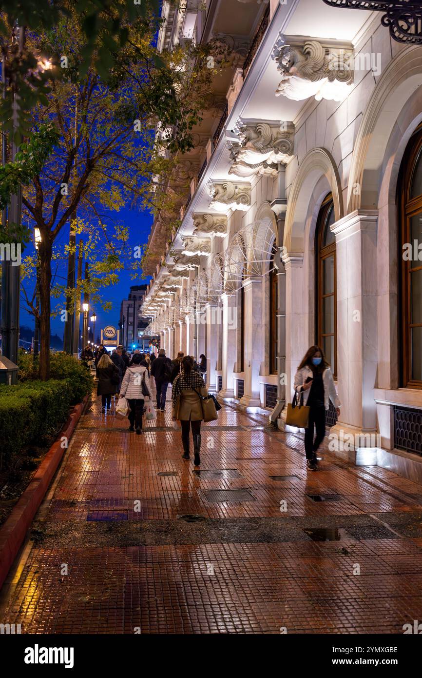 Athens, Greece - 24 Nov 2021: Christmas decorations at the Syntagma ...