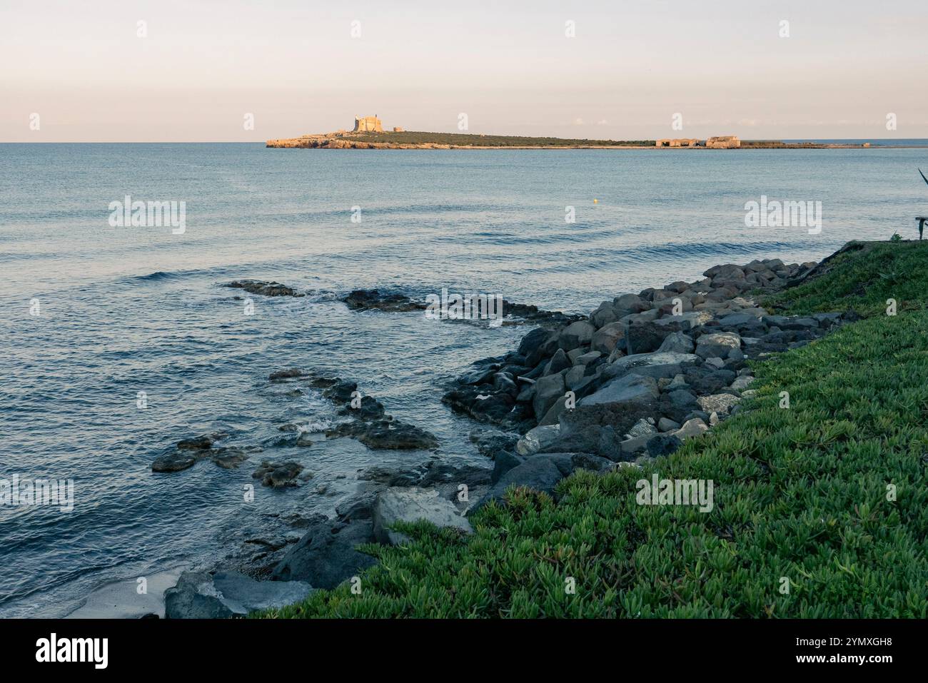 VIews of Capopassero Island from the small coastal town of Portopalo di ...