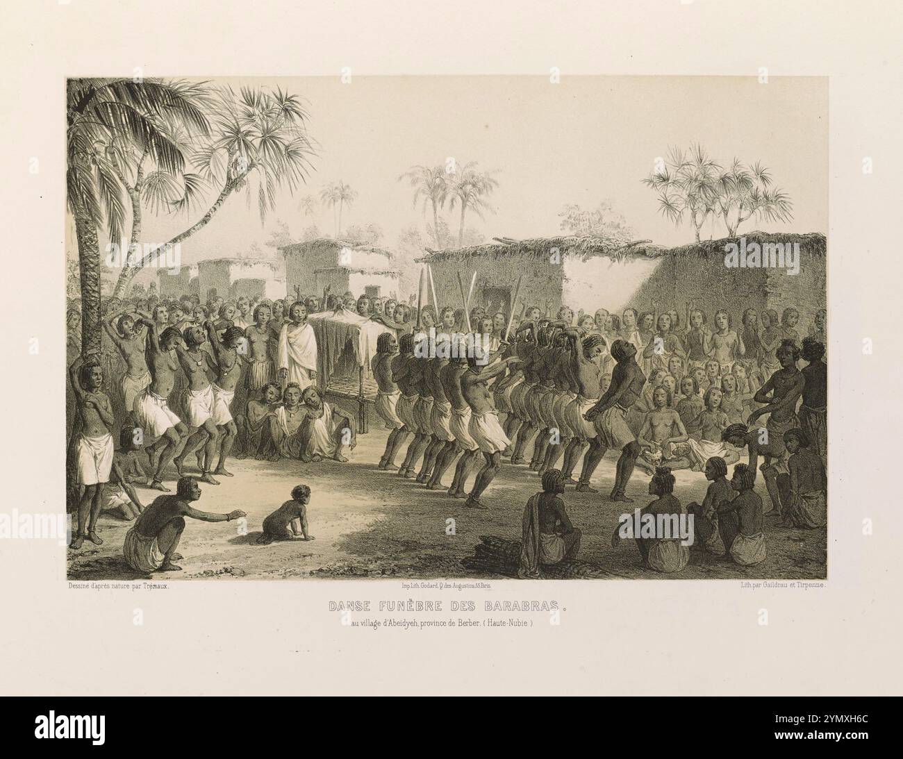 Funeral Dance, Barabra tribe of Nubia. Vintage art lithograph from ...