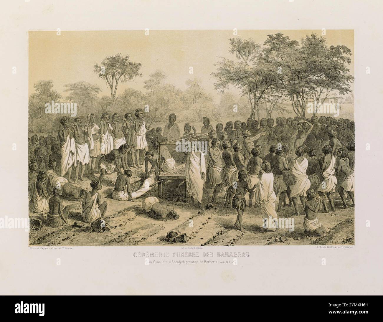 Funeral Ceremony, Barabra tribe of Nubia. Vintage art lithograph from ...