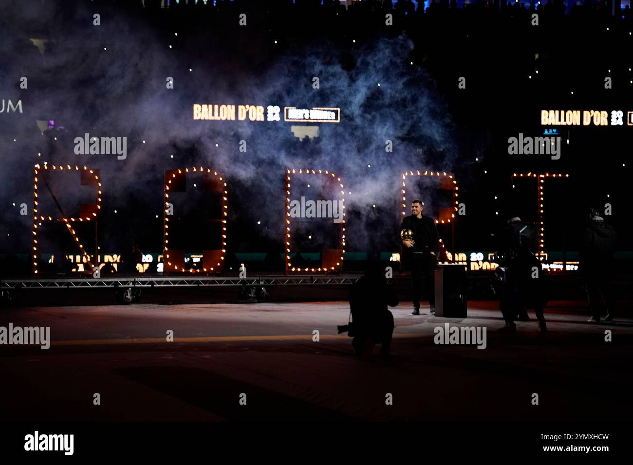 Manchester City's Rodrigo shows off his Ballon d'Or (Golden Ball) award ...