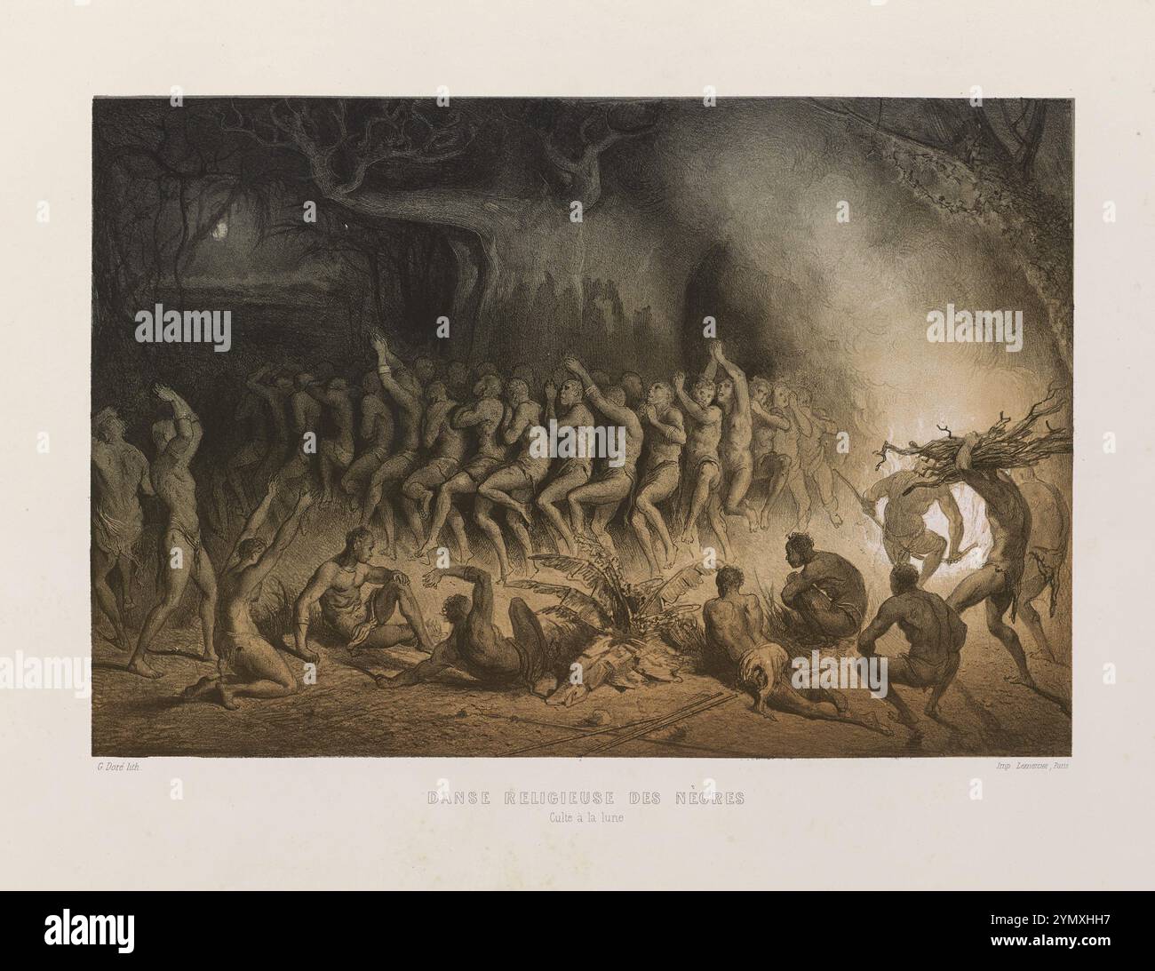 Religious Black African Dance: Moon Worship dance. Vintage art ...