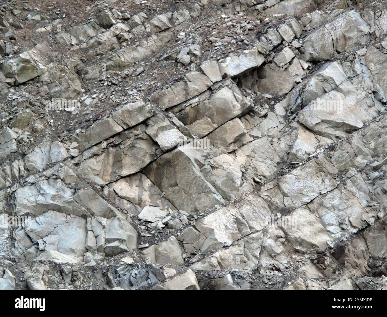Stone texture, detail of former quarry with sloping sediments Stock ...