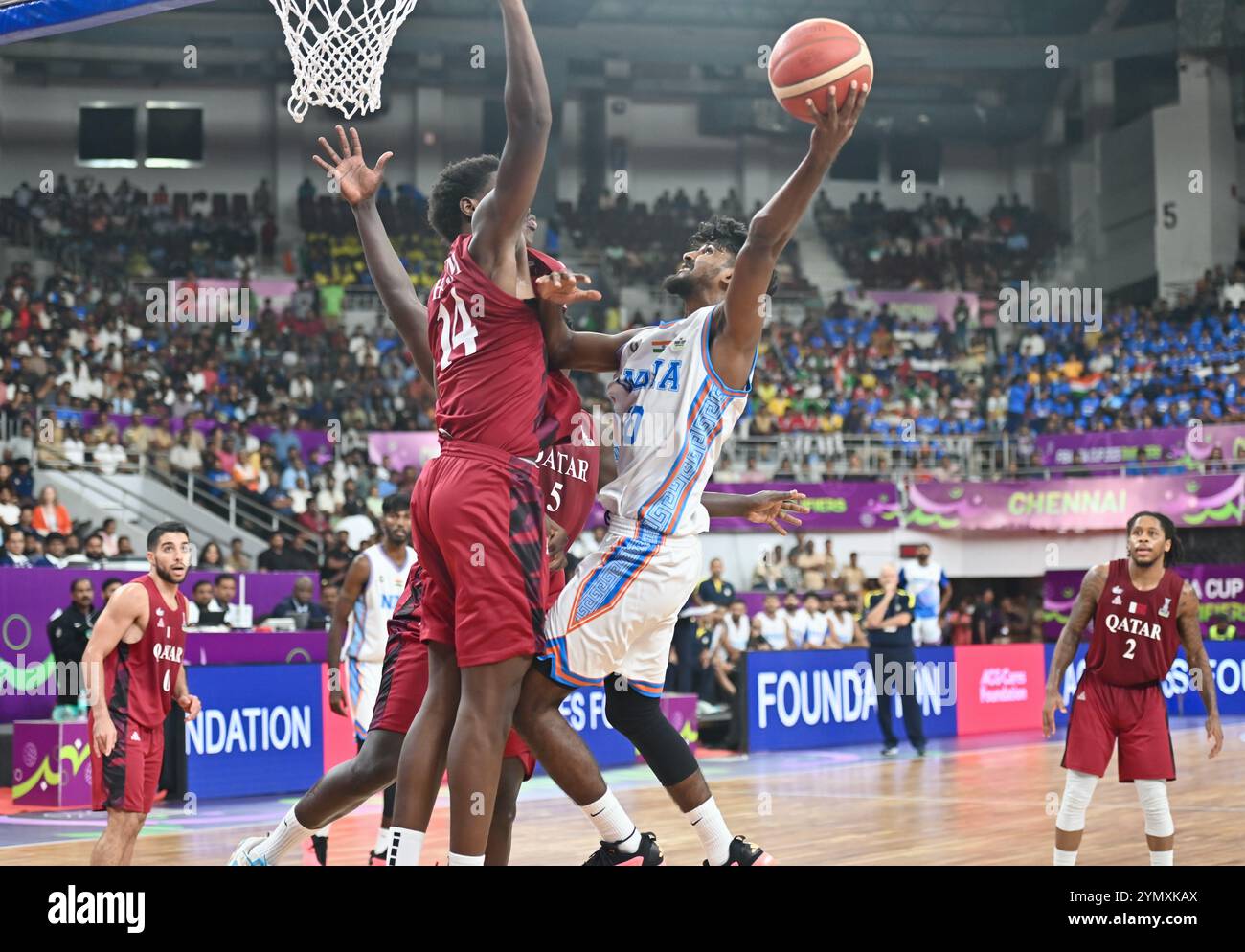 Chennai, India. 22nd Nov, 2024. Qatar beat India 69-53 in the FIBA Asia ...
