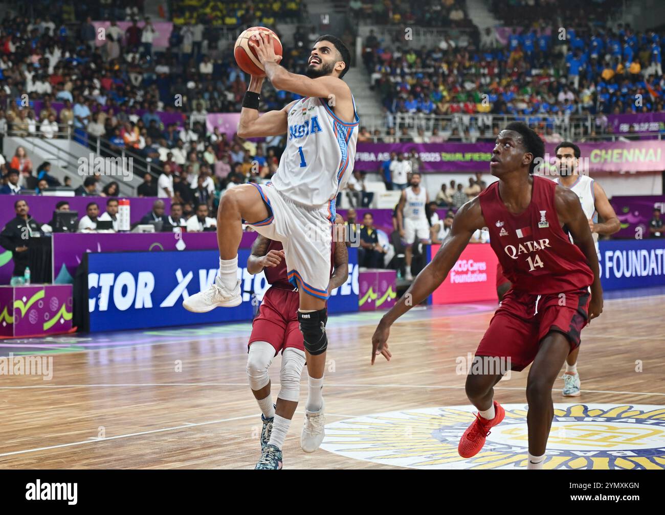 Chennai, India. 22nd Nov, 2024. Qatar beat India 69-53 in the FIBA Asia ...