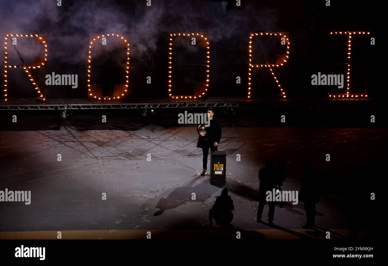 Manchester City's Rodri with his Ballon d'Or trophy ahead of the ...