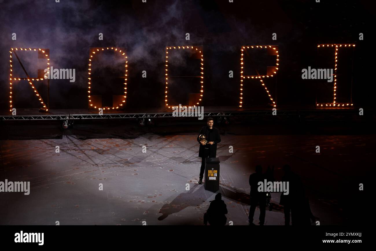 Manchester City's Rodri with his Ballon d'Or trophy ahead of the ...