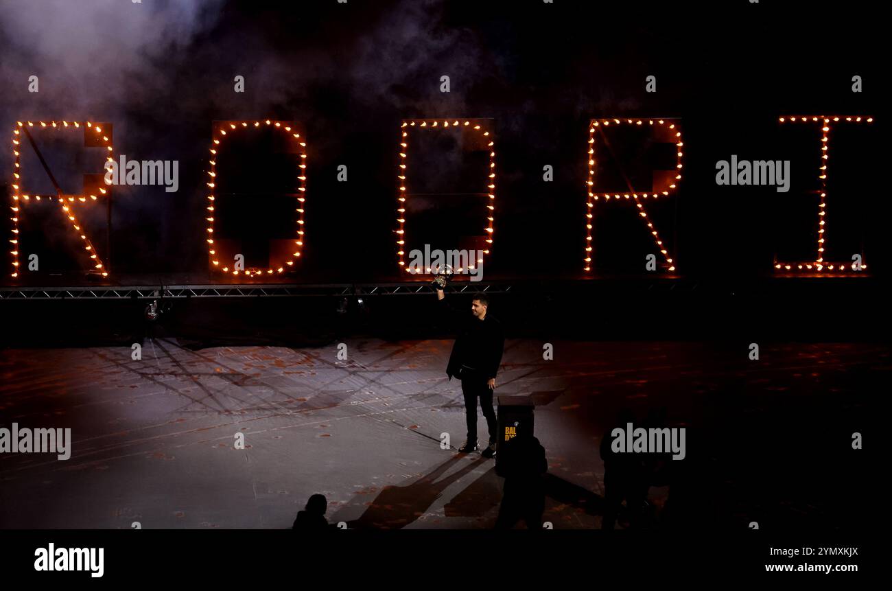 Manchester City's Rodri with his Ballon d'Or trophy ahead of the ...