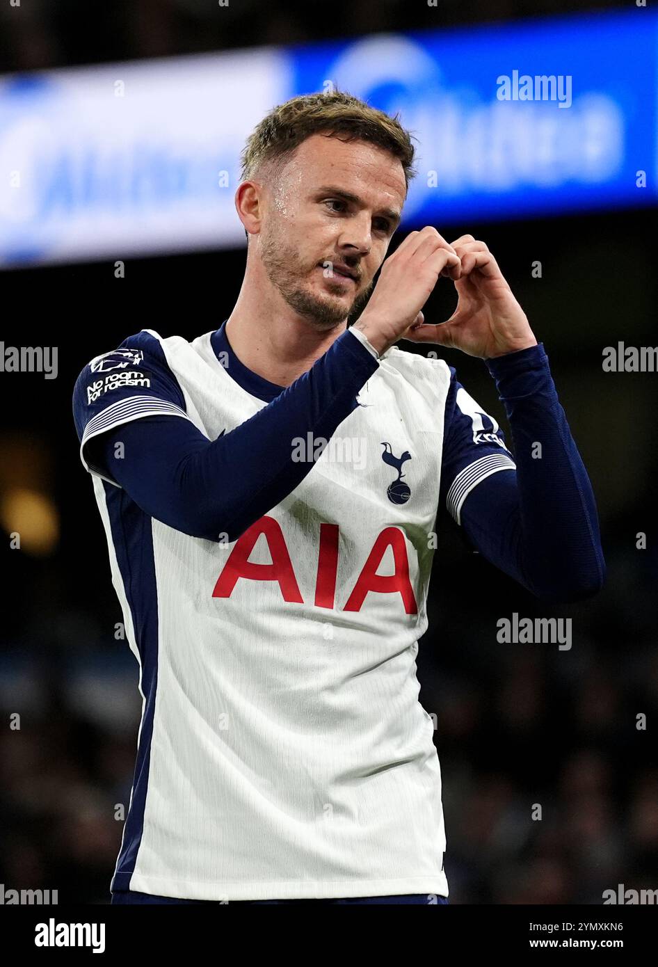 Tottenham Hotspur's James Maddison celebrates scoring their side's ...