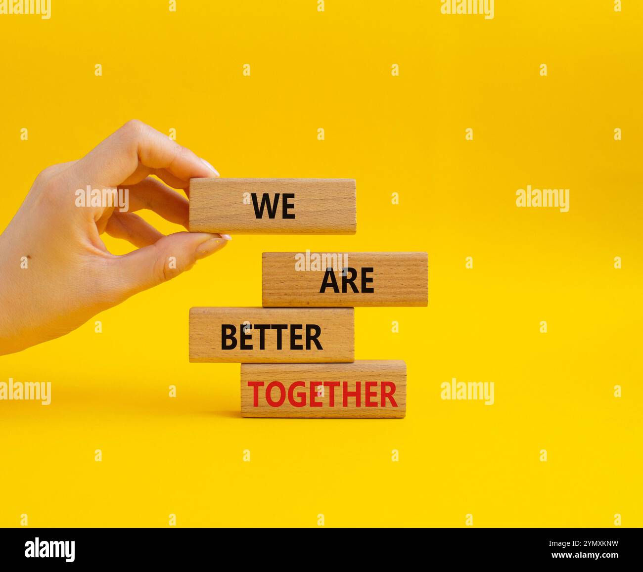 We are better together symbol. Wooden blocks with words We are better ...