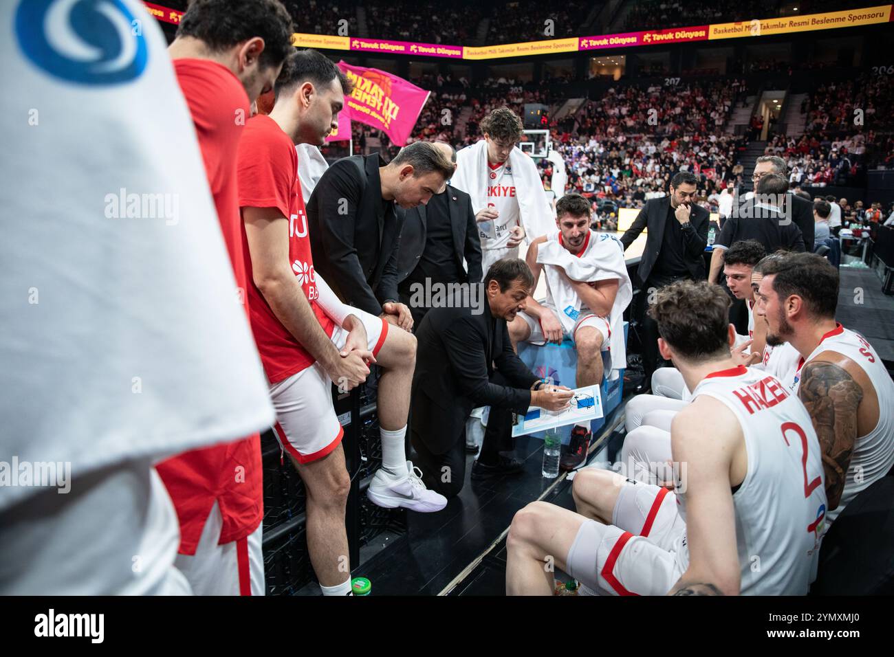 Istanbul, Turkey. 22nd Nov, 2024. Turkey Head Coach Ergin Ataman talks ...