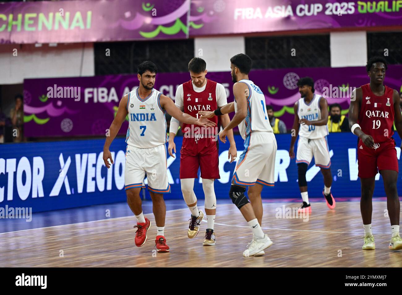 Chennai, India. 22nd Nov, 2024. Qatar beat India 69-53 in the FIBA Asia ...