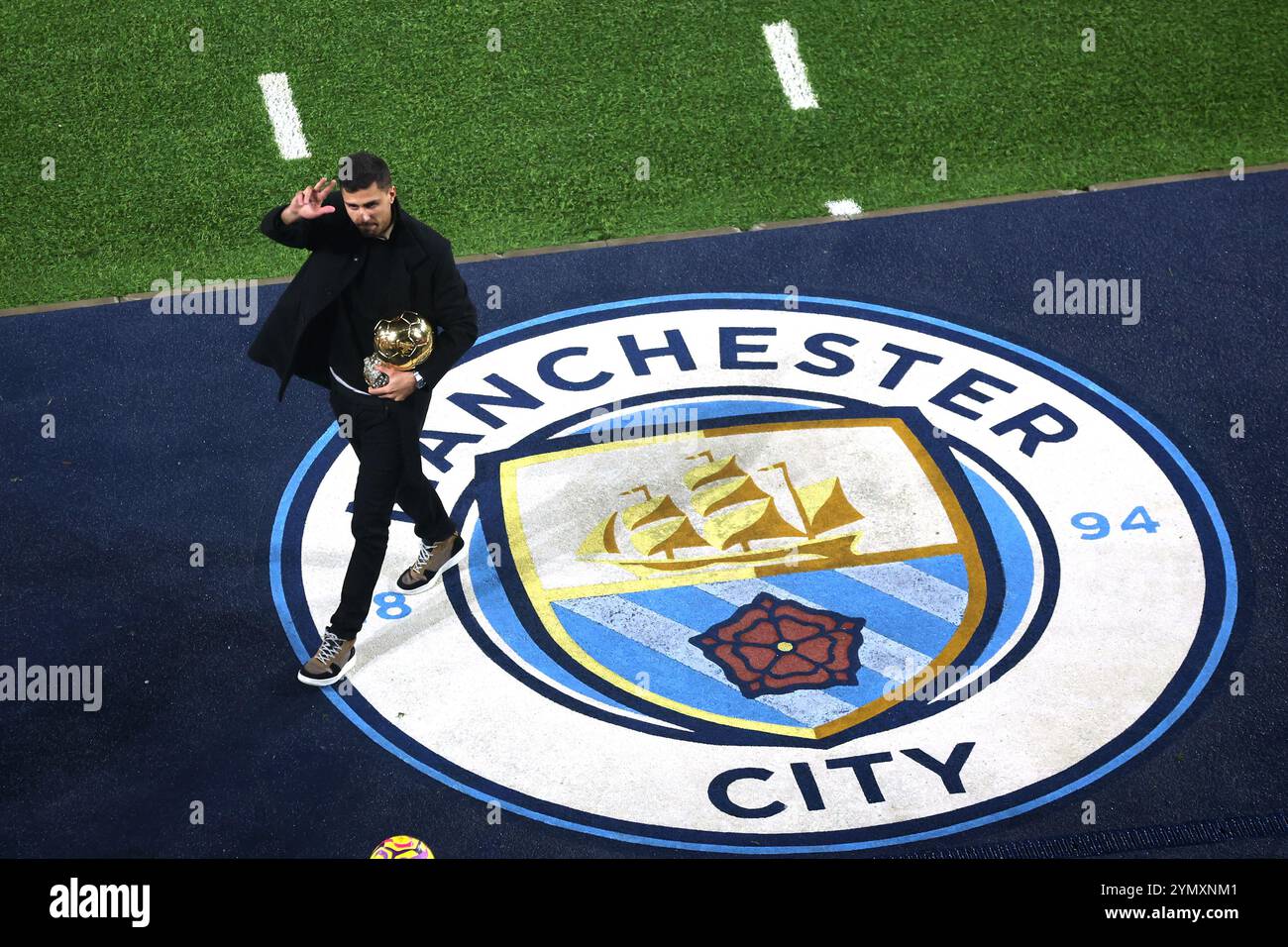 Manchester City's Rodri with his Ballon d'Or trophy ahead of the ...