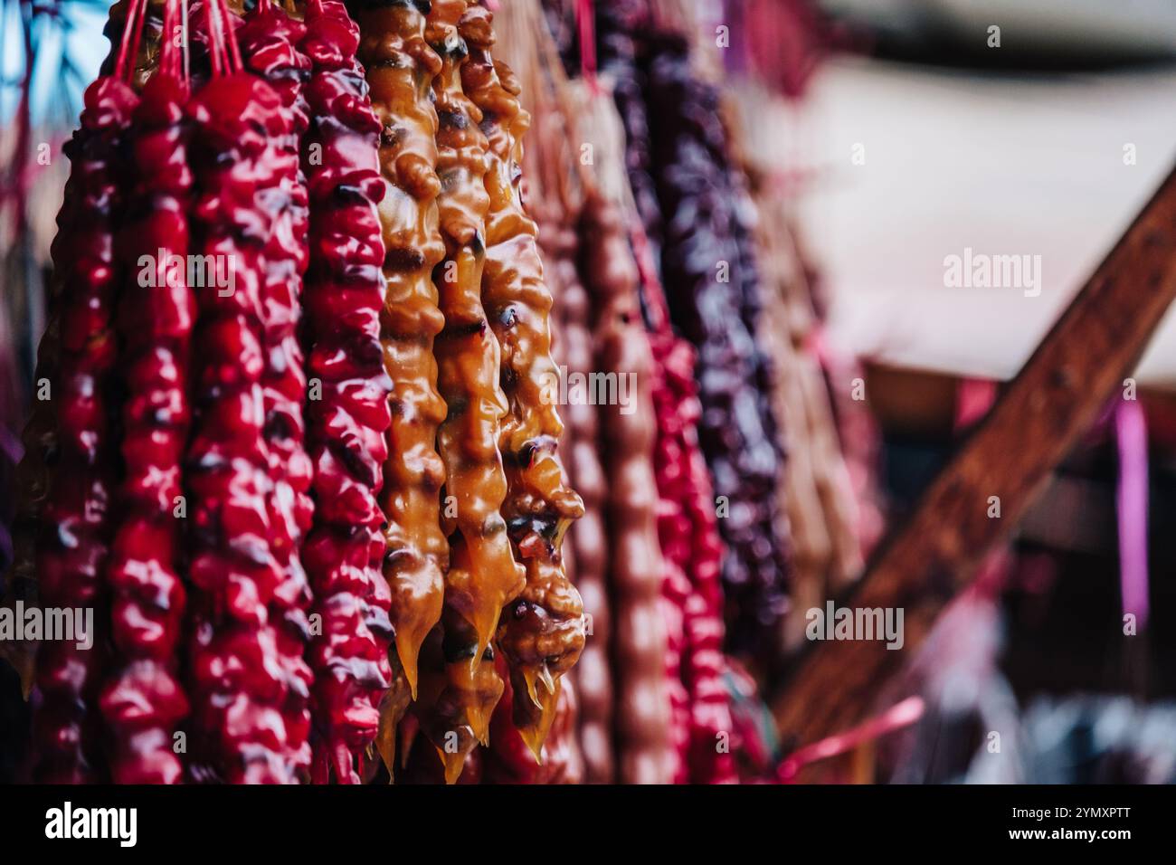 Churchkhelas, a traditional Georgian treat made from hazelnuts and ...