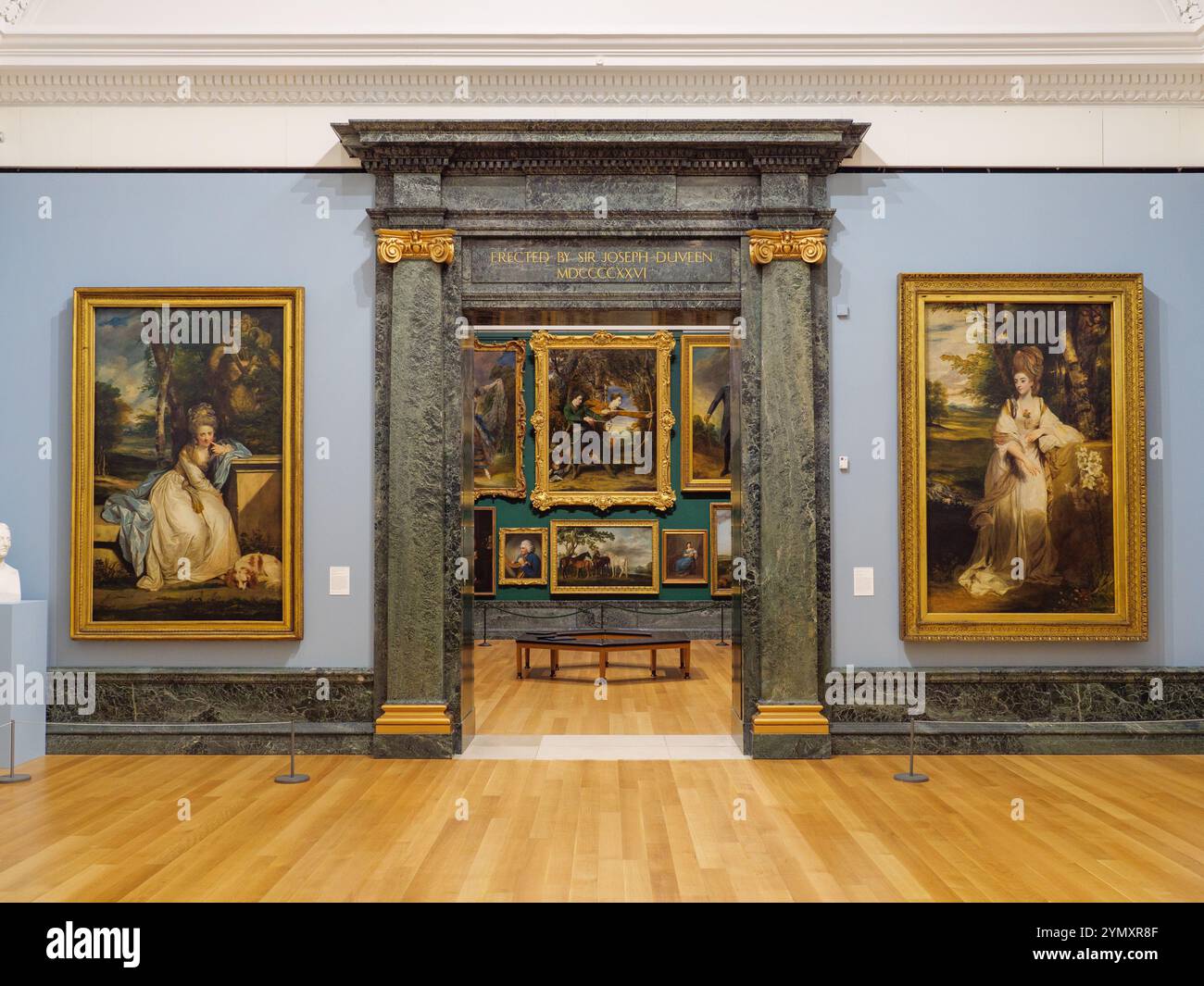 Classical historical oil paintings hanging on the walls inside the Tate Britain art gallery ...