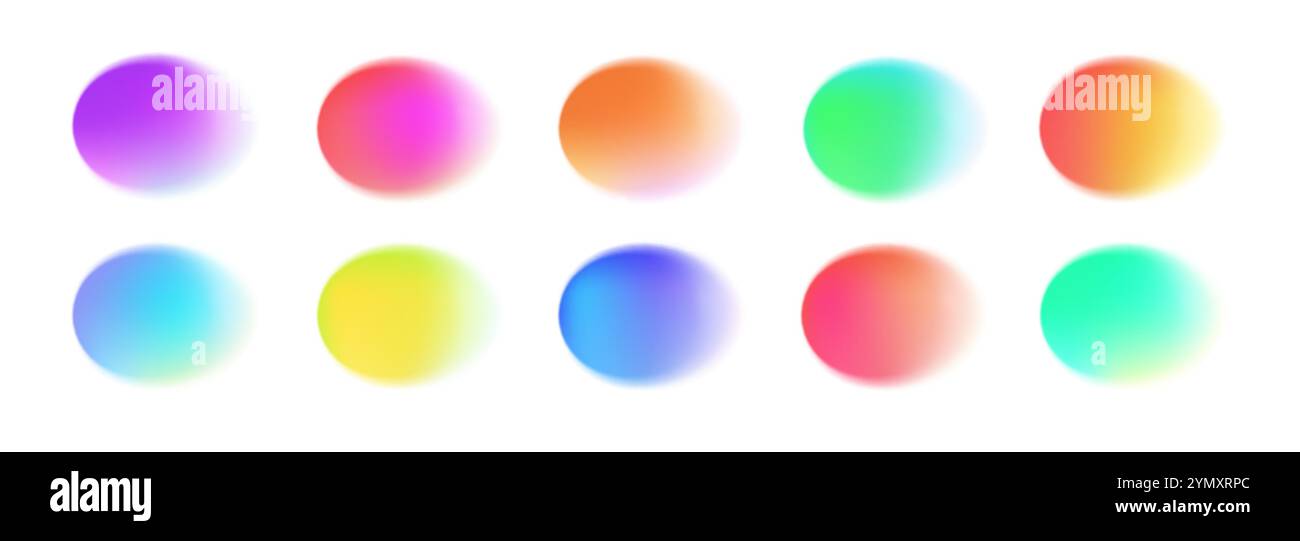 Color circle gradients. Abstract watercolor blur shapes. Colorful neon ...