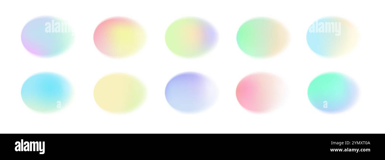 Abstract color gradient. Circles soft pastel watercolor shapes. Liquid round blobs with dynamic ...
