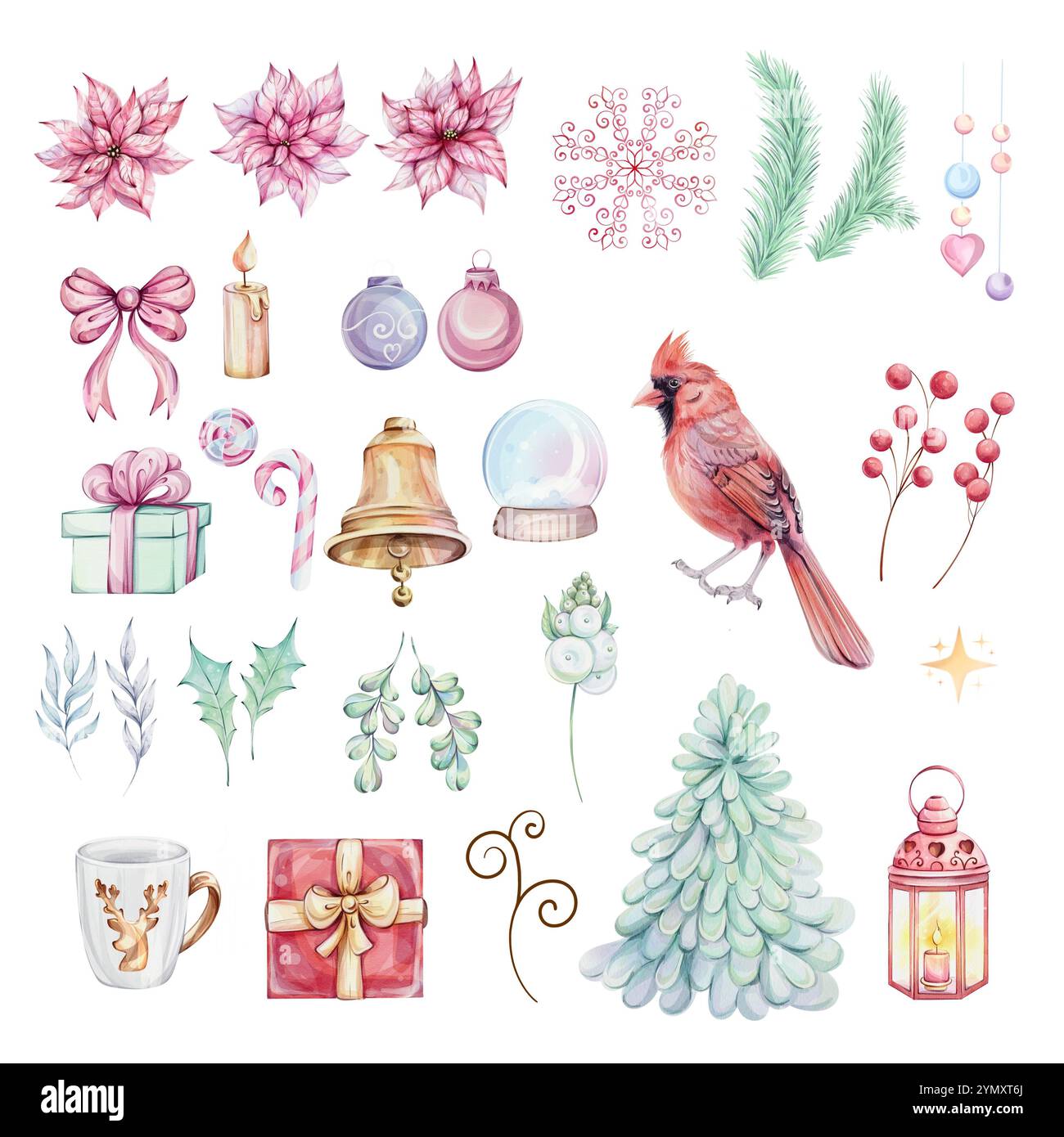 Christmas tree poinsettia red Cut Out Stock Images & Pictures - Alamy