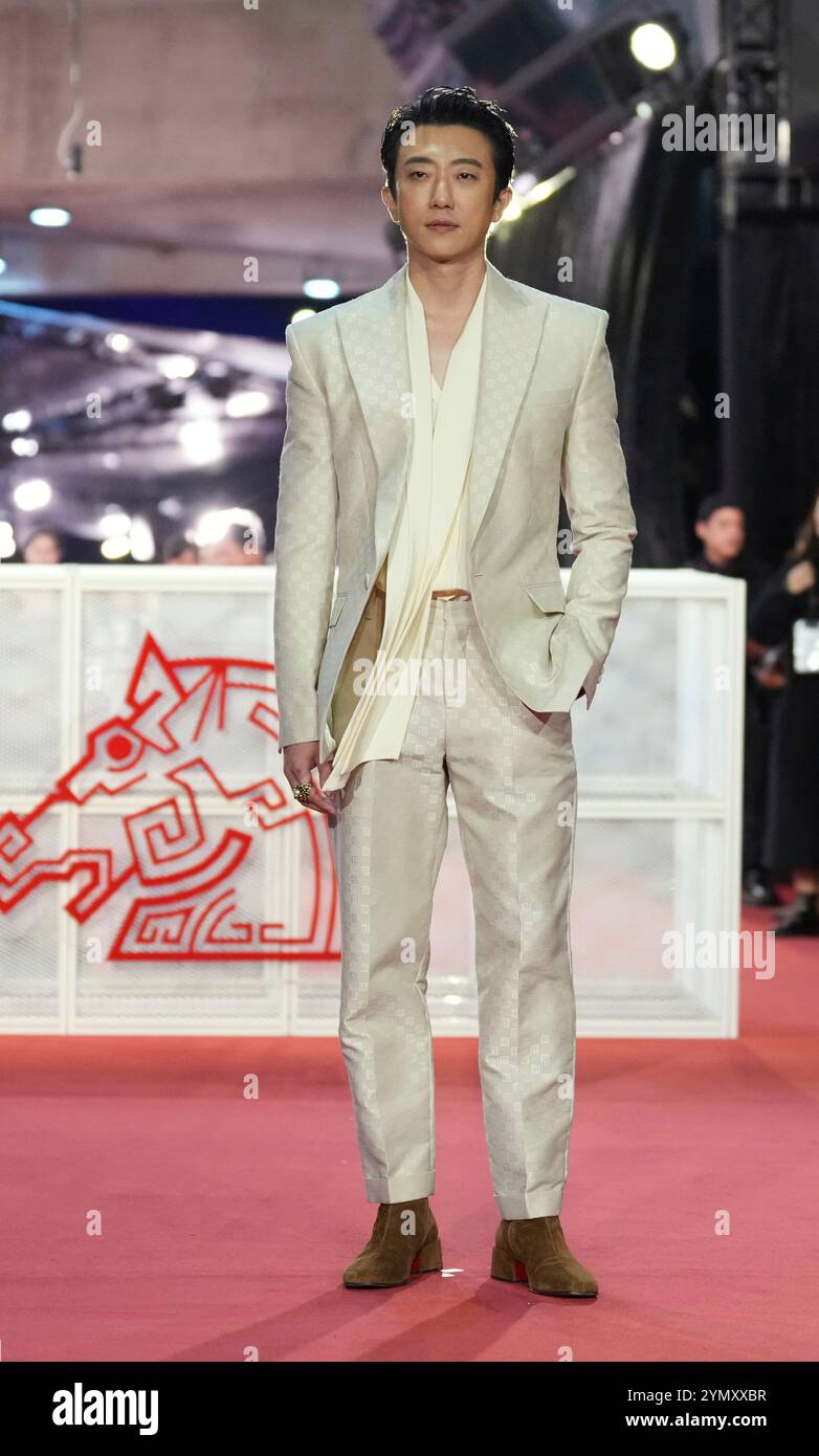 Harry Chang arrives at the 61st Golden Horse Awards in Taipei, Taiwan, Saturday, Nov. 23, 2024 ...