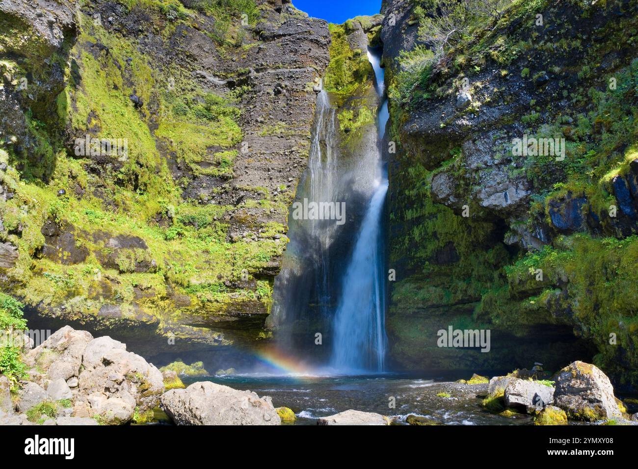 Gluggafoss, also known as Merkjárfoss, waterfall in southern Iceland ...