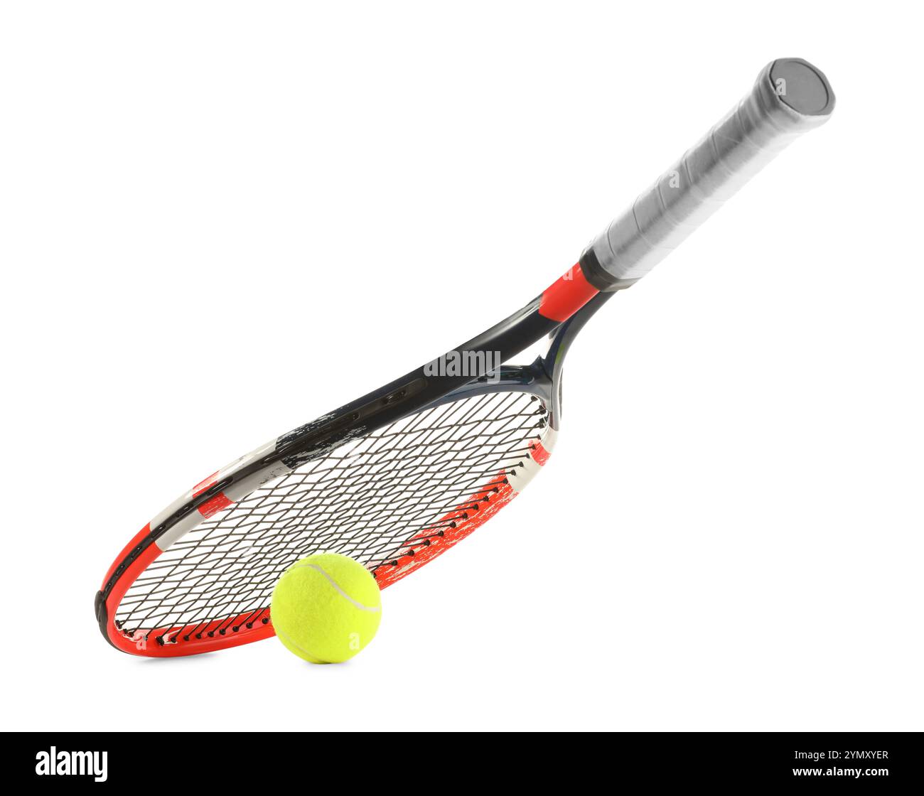 Tennis racket with ball isolated on white Stock Photo - Alamy