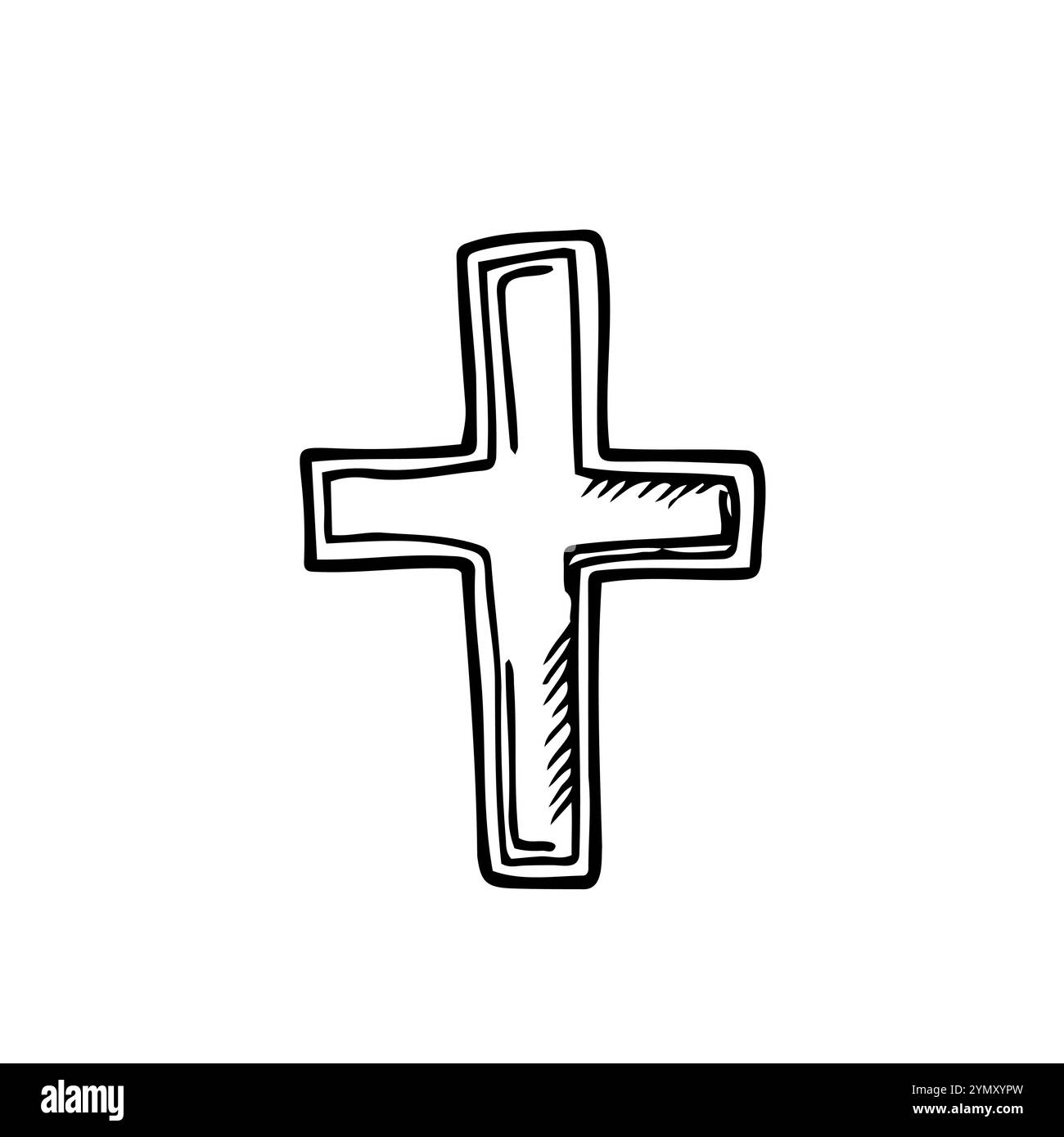 Christian easter cross vector doodle. Isolated vector on white ...