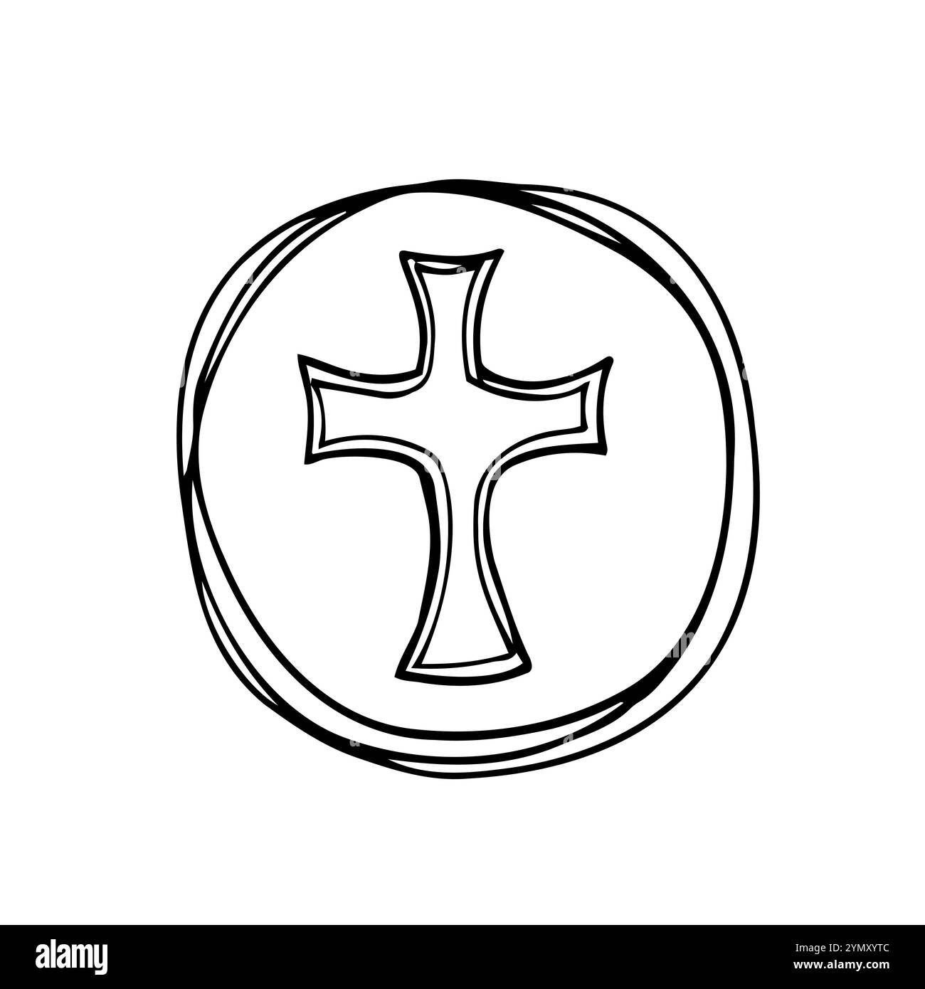 Christian easter cross vector doodle. Isolated vector on white ...