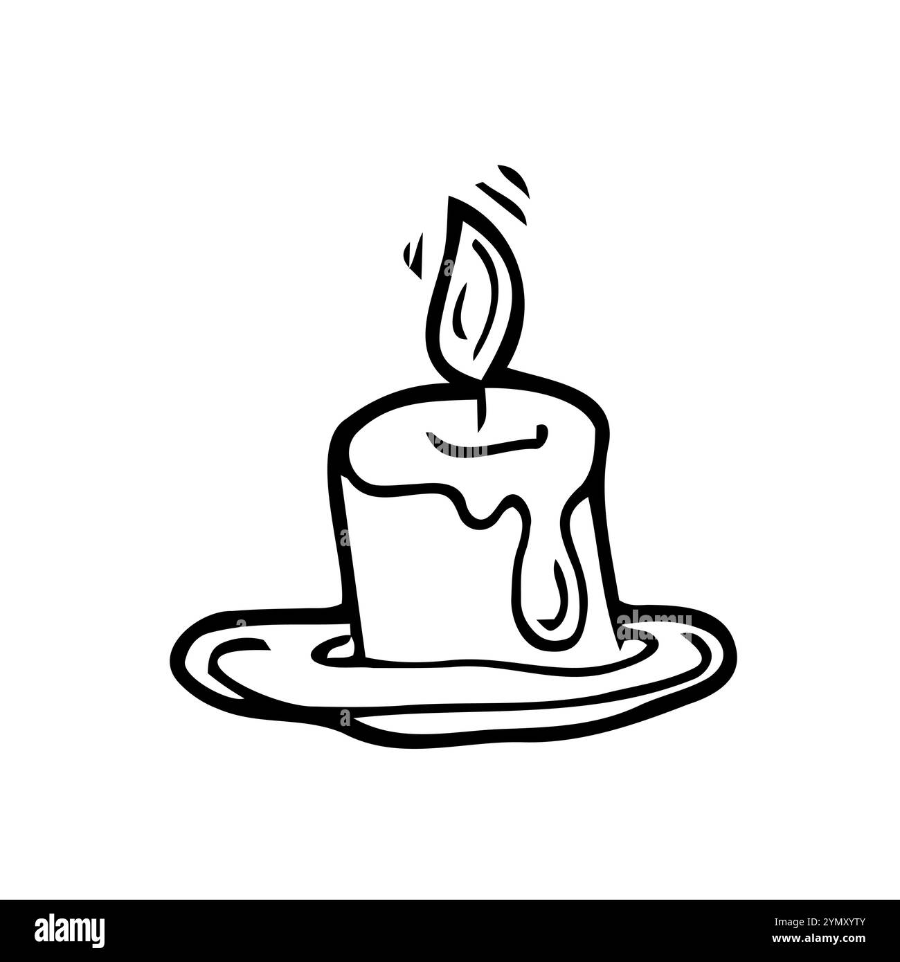 Burning candle hand drawn illustration. Holiday, Birthday greeting card ...