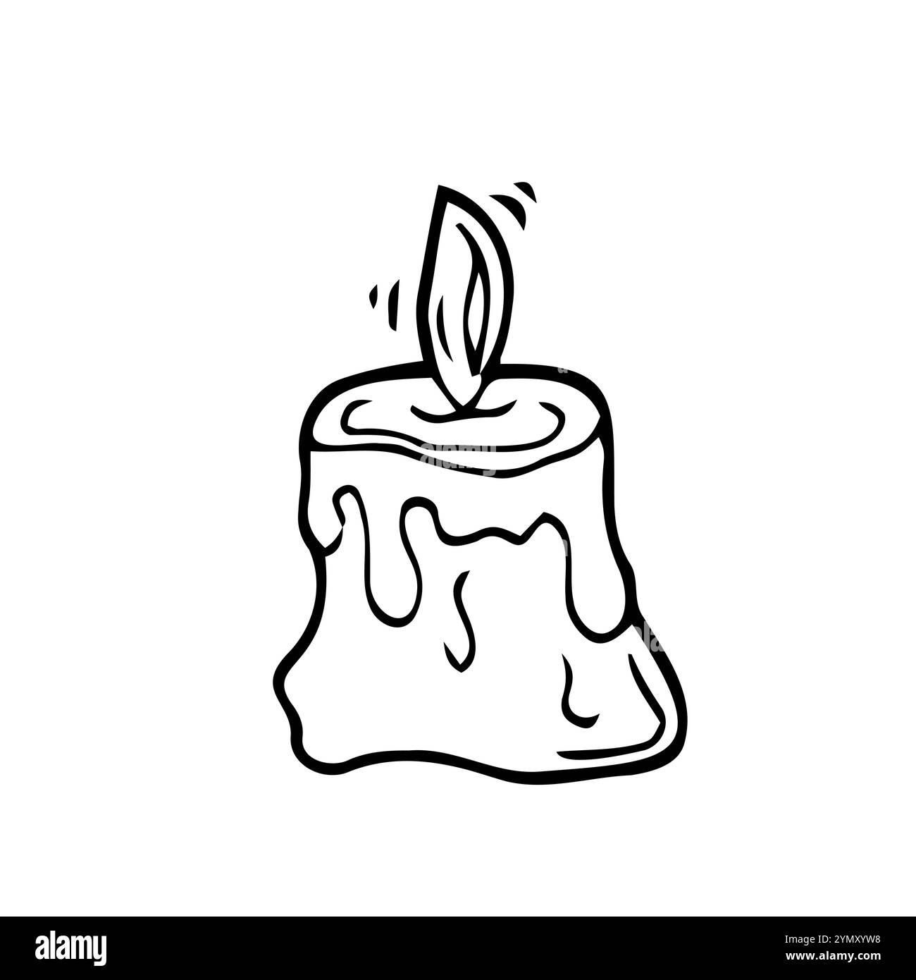 Burning candle hand drawn illustration. Holiday, Birthday greeting card, celebration invitation ...