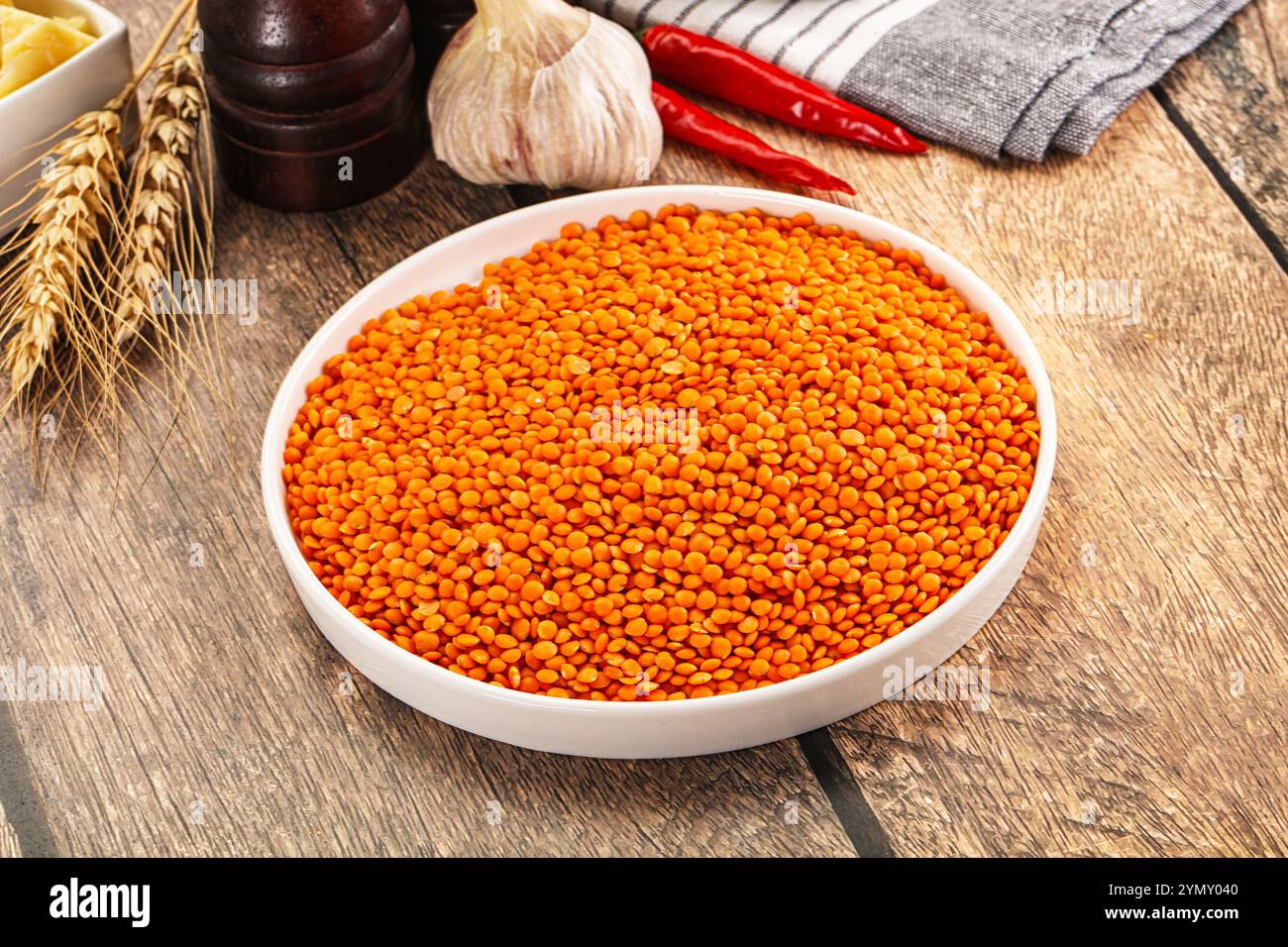 Raw red lentil cereal for cooking Stock Photo - Alamy