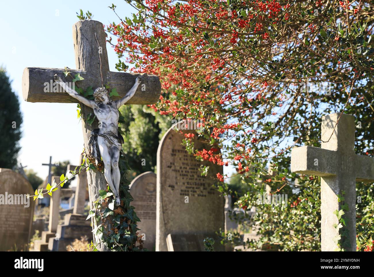 St Patrick's Catholic cemetery in Leytonstone alongside the Central ...