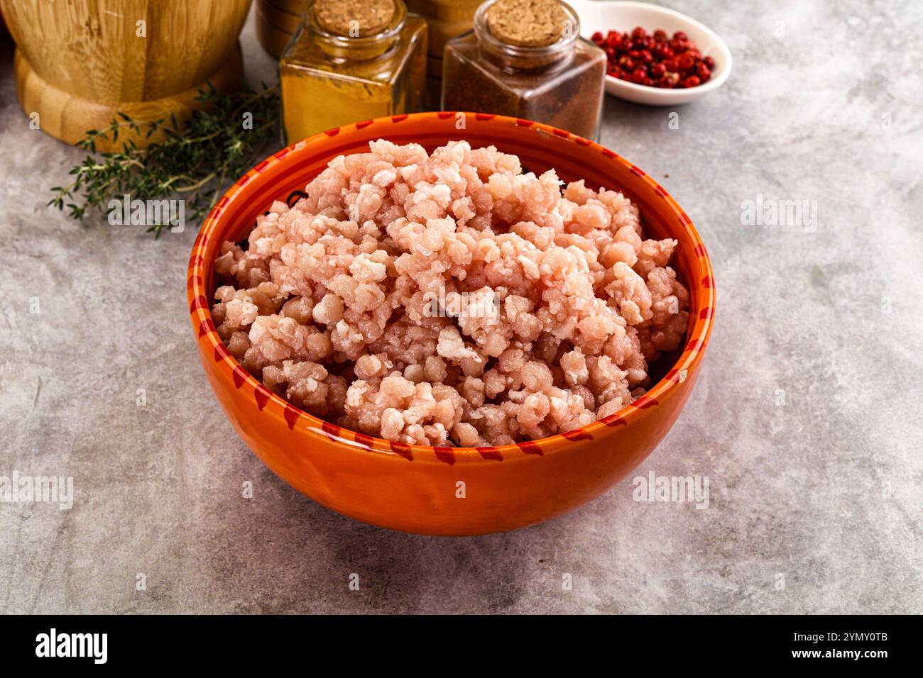 Homemade Raw pork minced meat in the bowl Stock Photo - Alamy