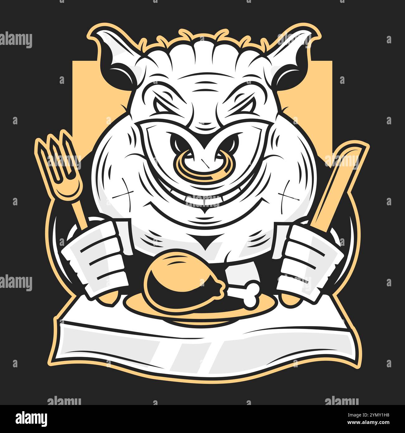 A minimalist, black and white logo featuring a stylized pig face within ...