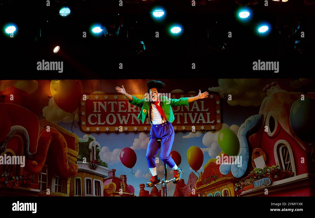 Leisure & Entertainment Artists dressed as clowns perform on stage ...