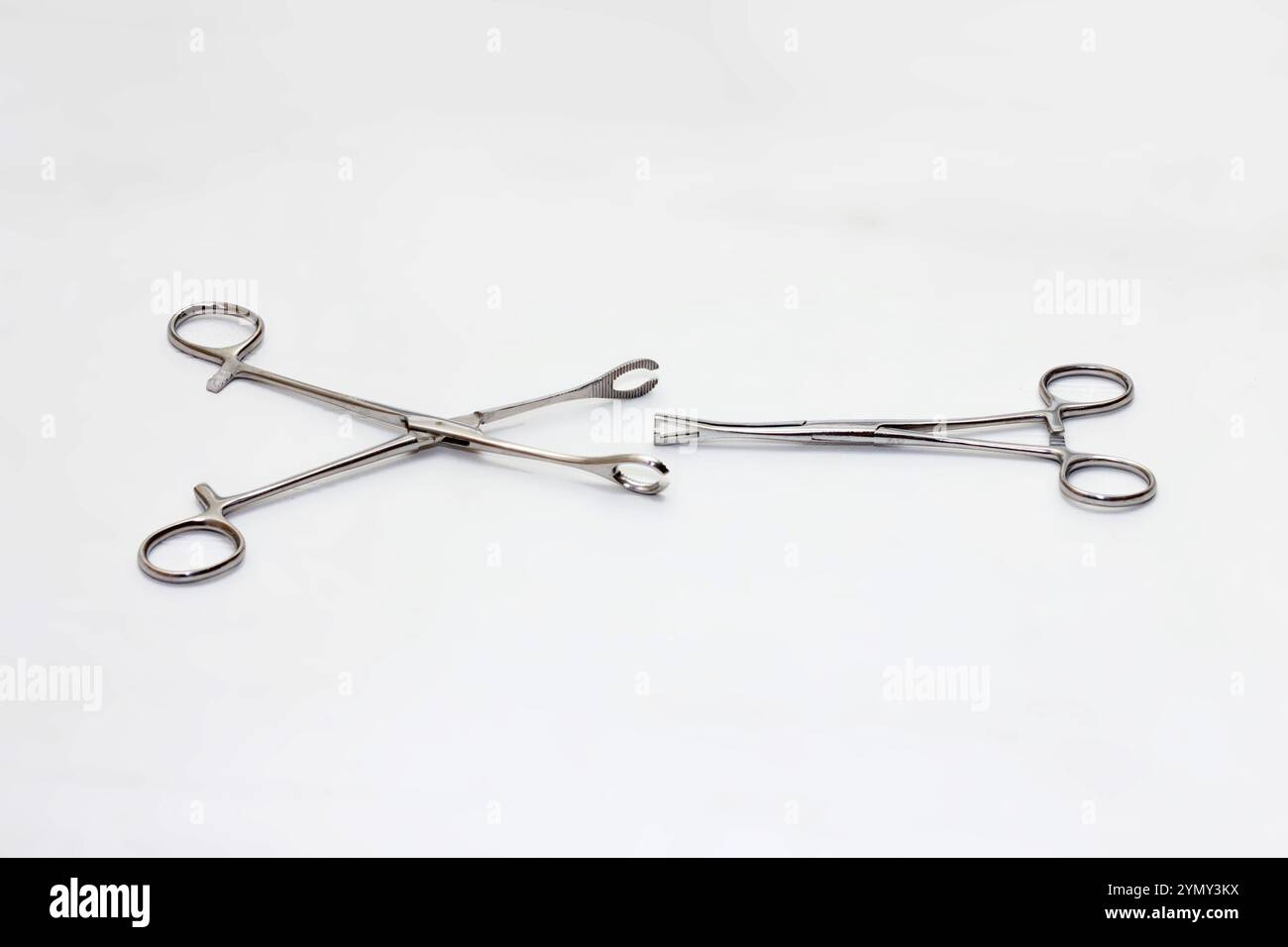 Сlamp oval with a gash and clamp triangular with the fixer on a white ...