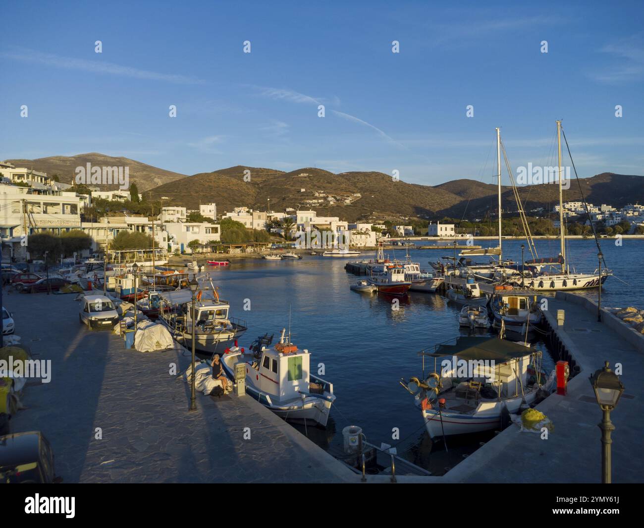 The small fishing harbour in Katapola, Amorgos, Cyclades, Greece ...