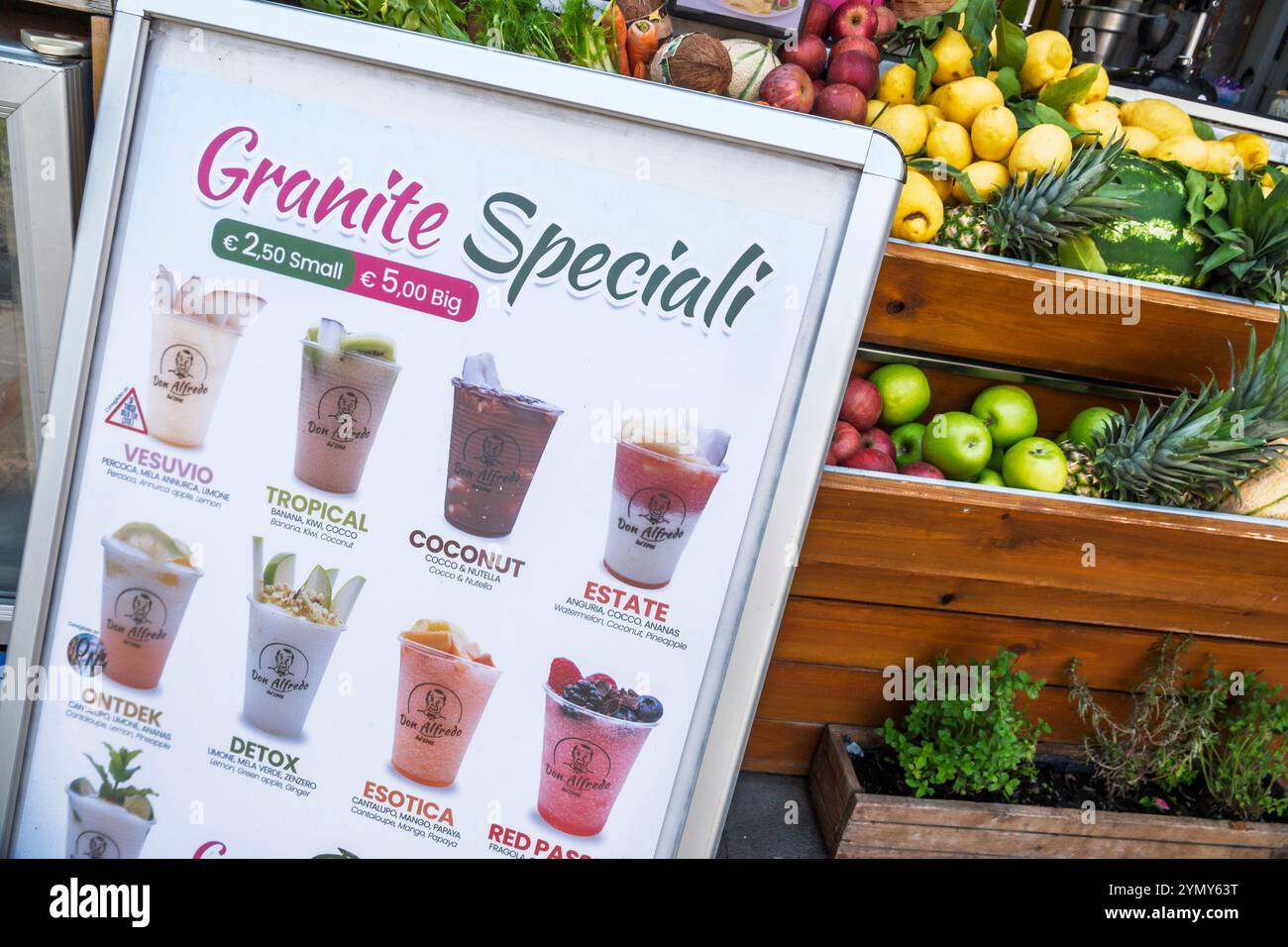 Fruit stand fresh produce tropical fruits sign advertising hi-res stock ...