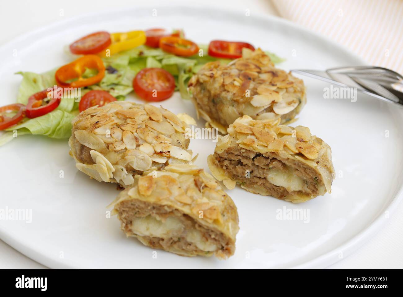 Swabian cuisine, meatballs wrapped in almonds, mixed minced meat ...