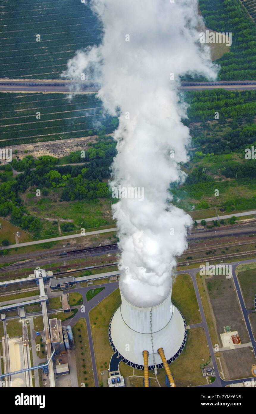 Aerial photo, power plant, Schwarze Pumpe, coal, coal-fired power plant ...