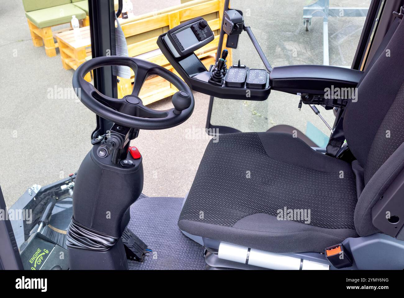 Interior view of modern agricultural tractor showcasing advanced ...