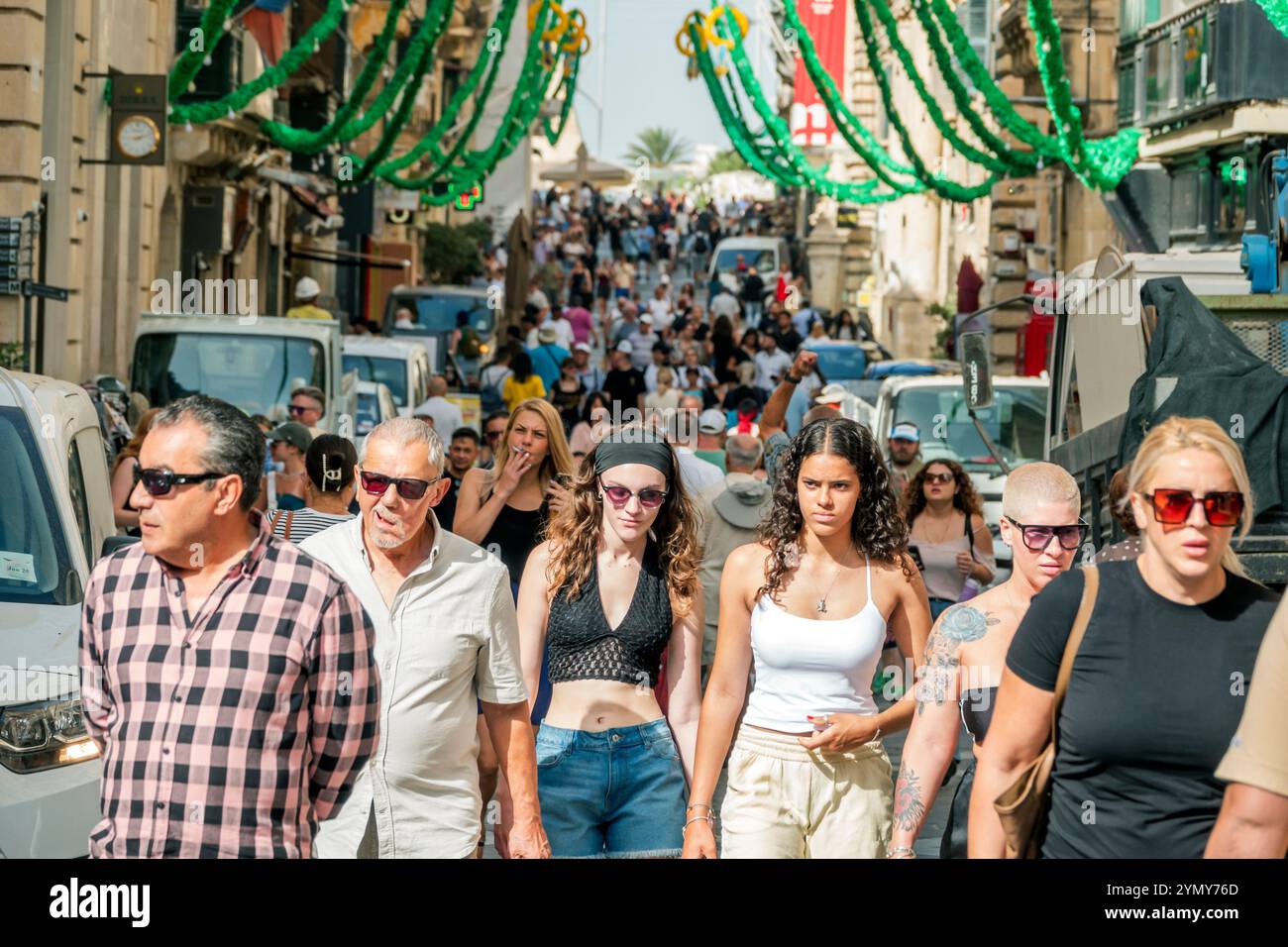 Valletta Malta,Republic Street,pedestrians only busy shopping dining ...