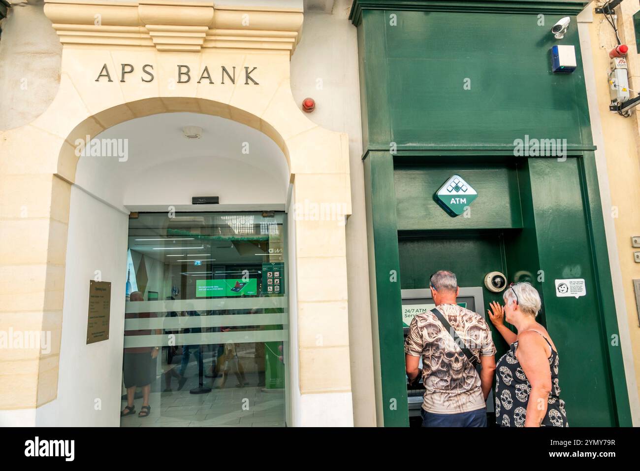Valletta Malta,Republic Street,APS Bank,outside exterior entrance ...